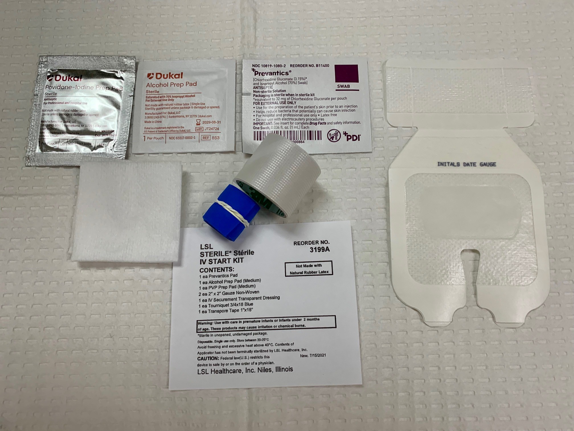 IV Start Kit w/Prevantics® CHG, IPA & PVP - LSL Healthcare